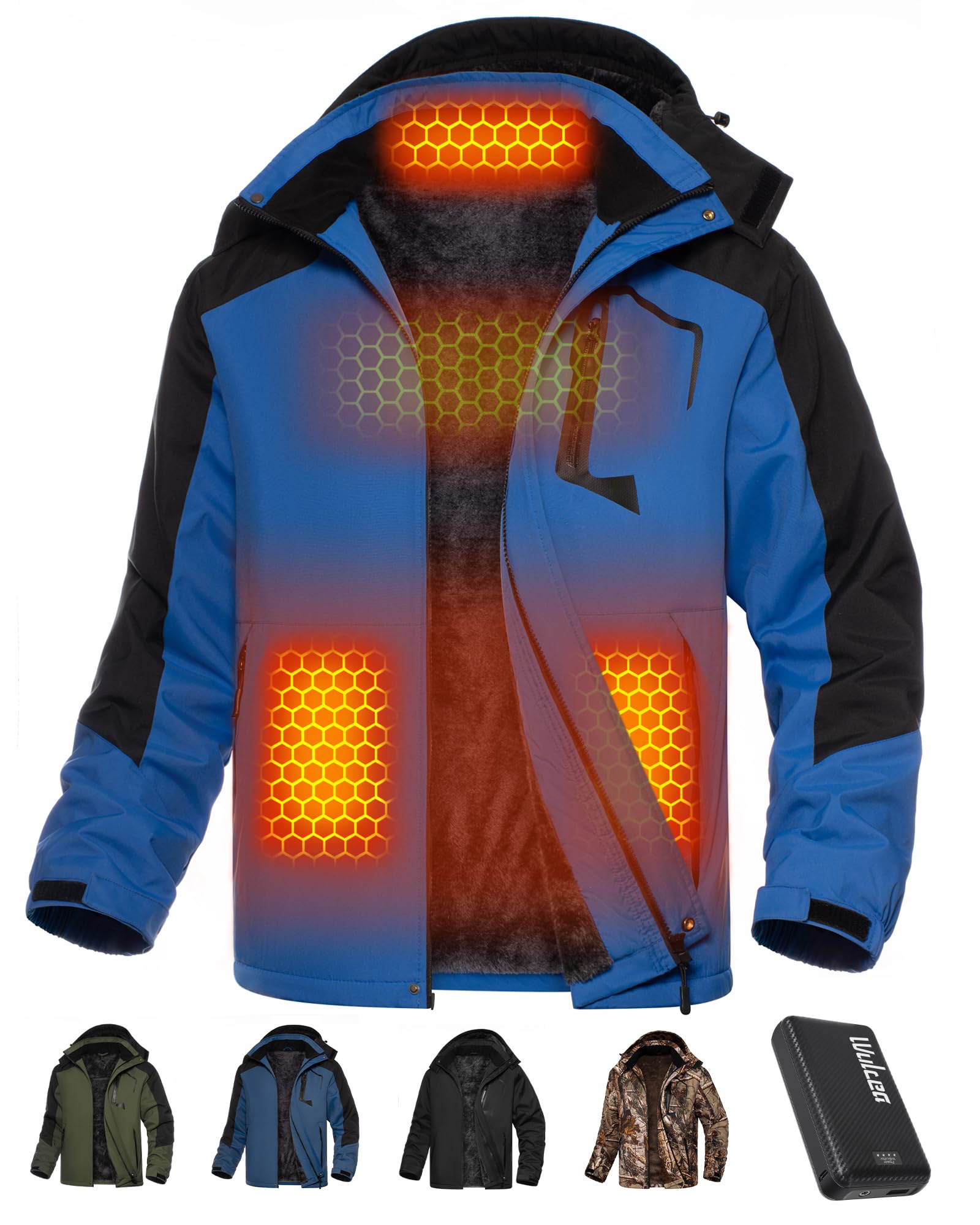 Snapklik.com : Mens Puffer Heated Jacket Graphene Electric Warming Coat ...