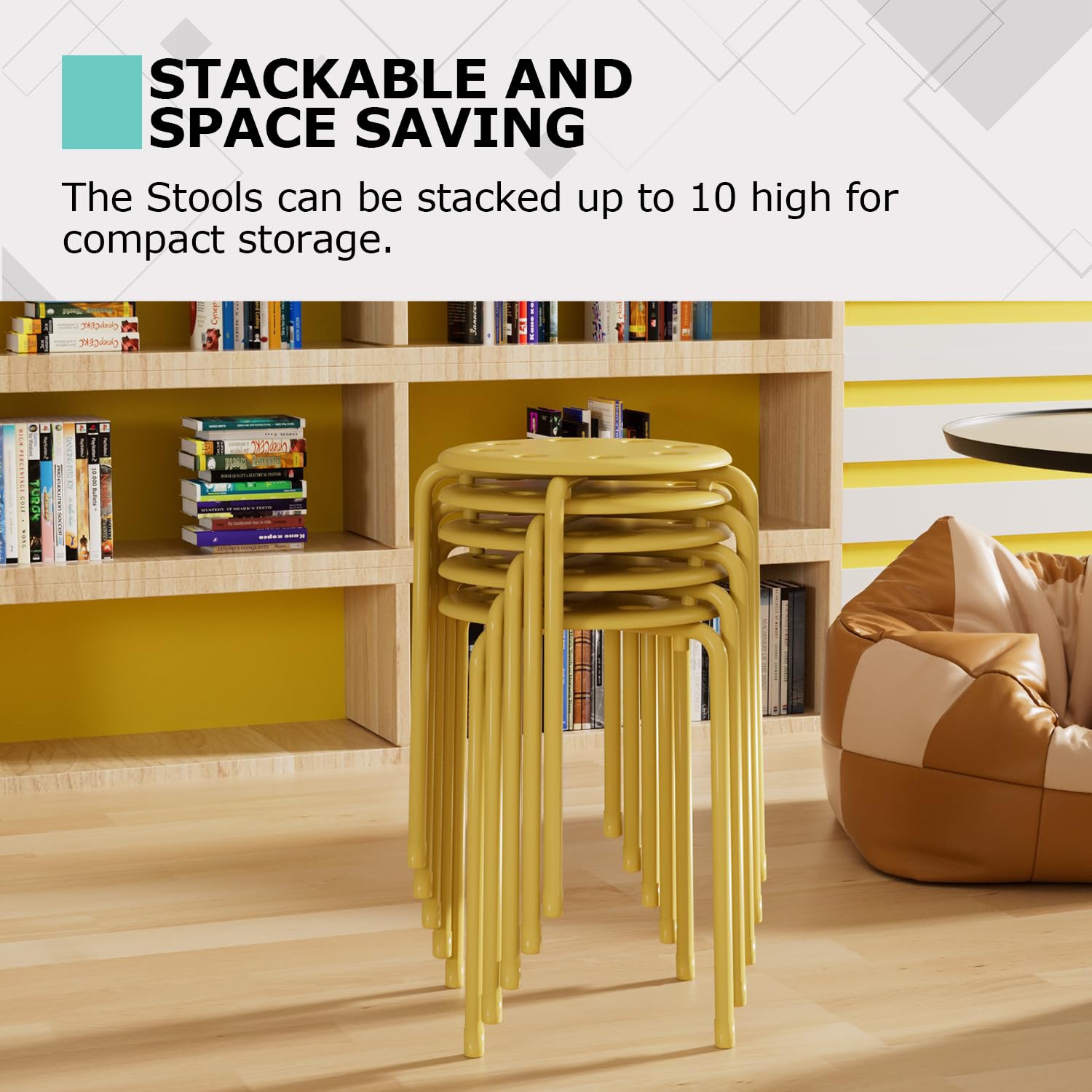 Snapklik.com : 6-Piece Stacking Stools, 17.7 Inch Standard Height ...