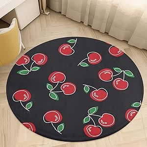 Amazon.com: HoaMoya Red Cherries Round Area Rug Cute Funny Cherry ...