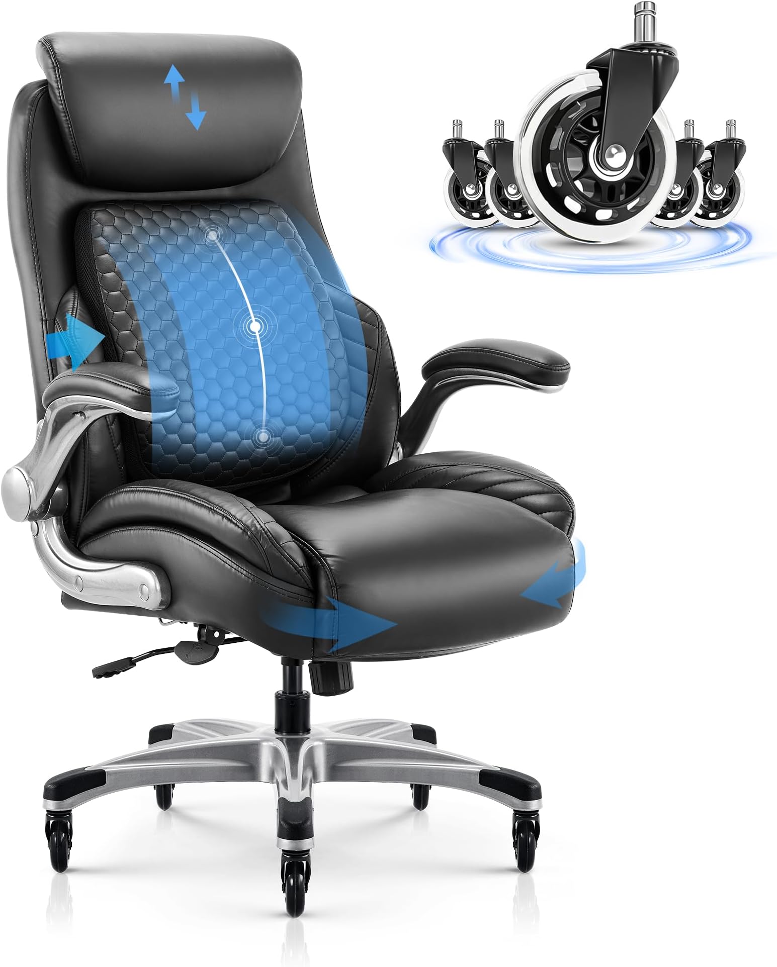 Amazon.com: GYI Big and Tall Office Chair 400lb Wide Seat, Ergonomic ...