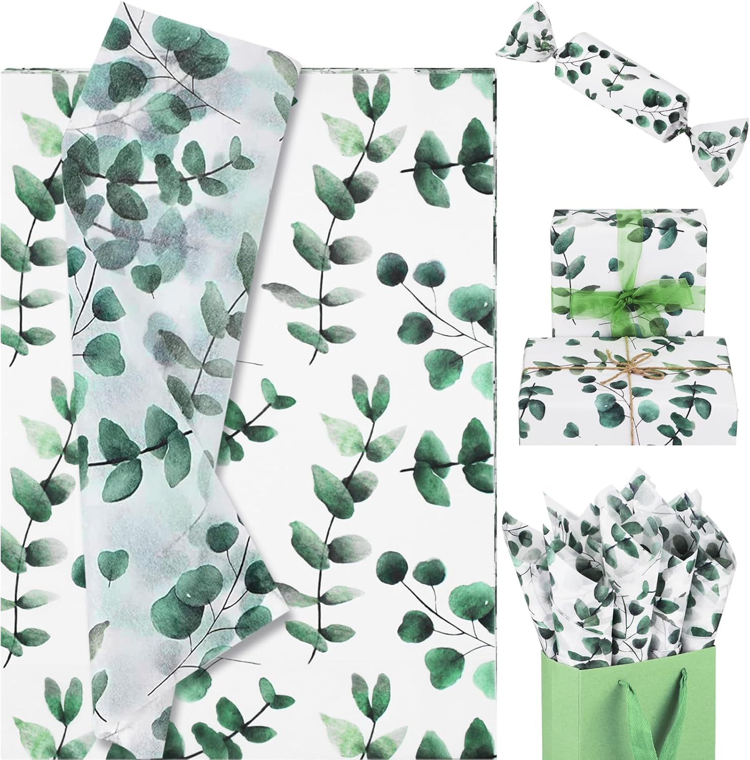 30 Sheets Large Size Green Leaves Tissue Paper, 20x30in Botanical ...