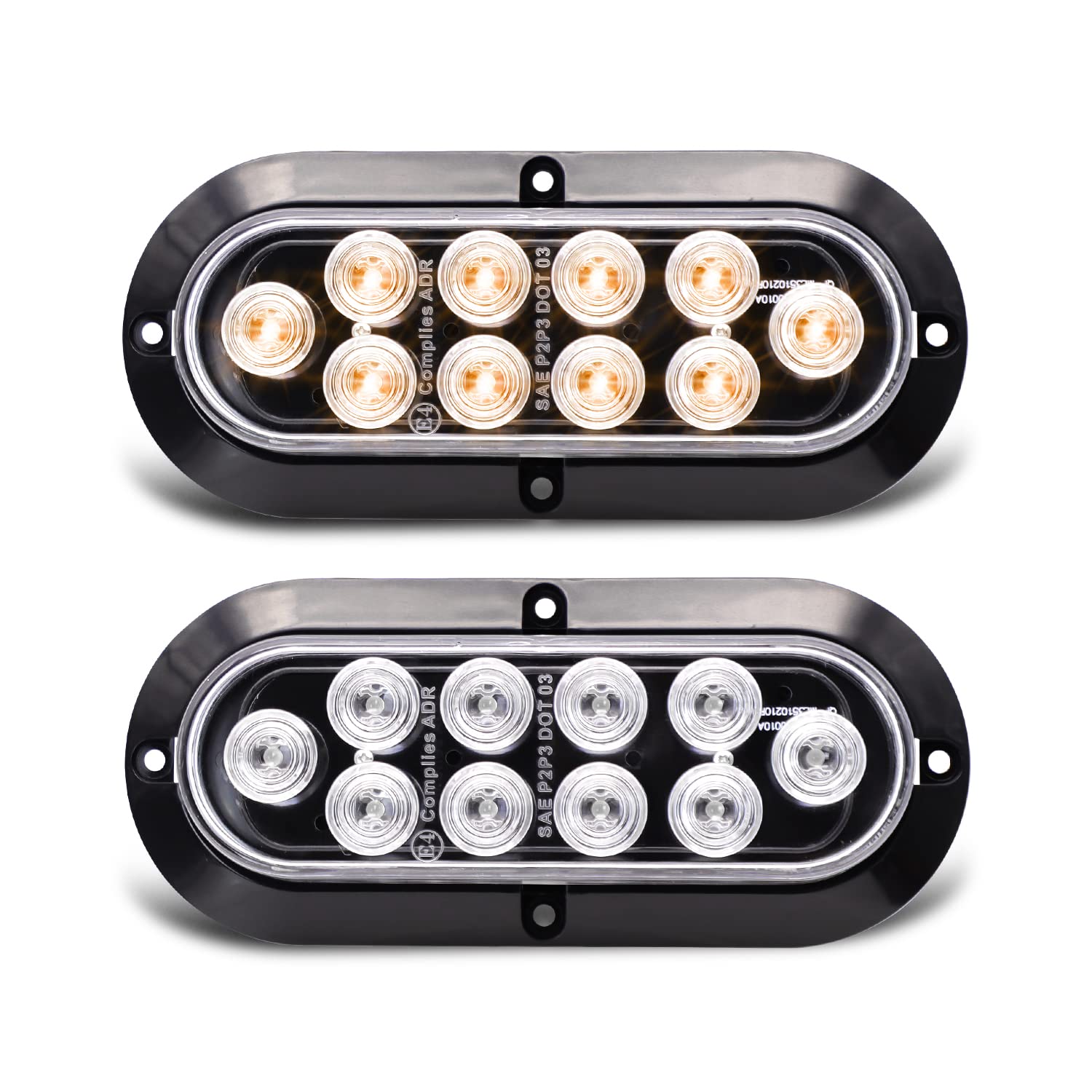 Snapklik.com : TMH 6 Inch 10 LED Oval Clear Lens/Amber Light Turn ...