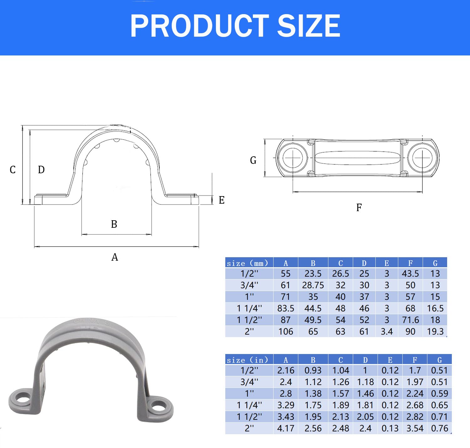 Snapklik.com : BENLIUDH 1-1/2 Inch PVC Pipe Strap, 2-Holes Conduit Pipe ...