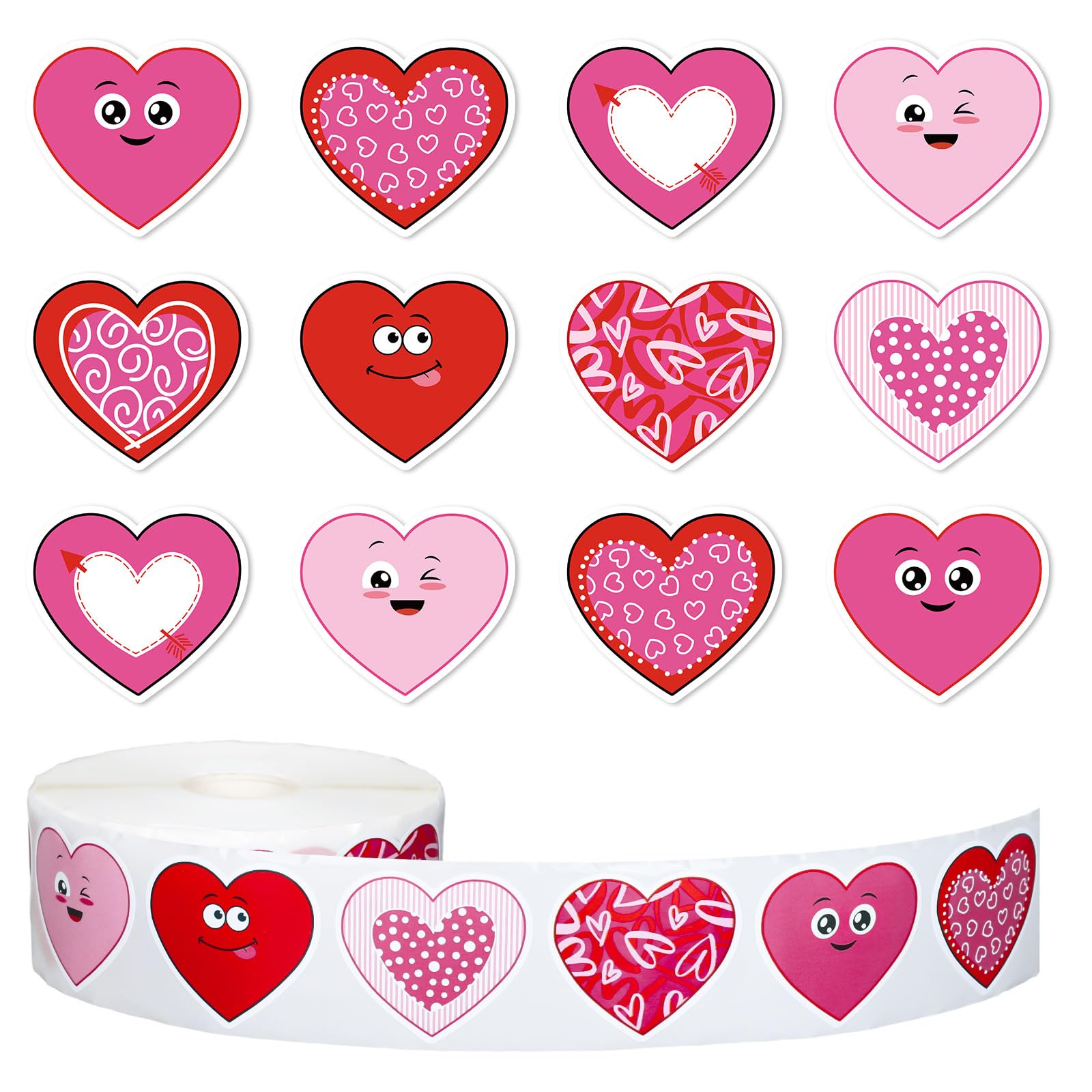 Amazon.com: Whaline 1000Pcs Valentine's Day Heart Stickers Roll Funny ...