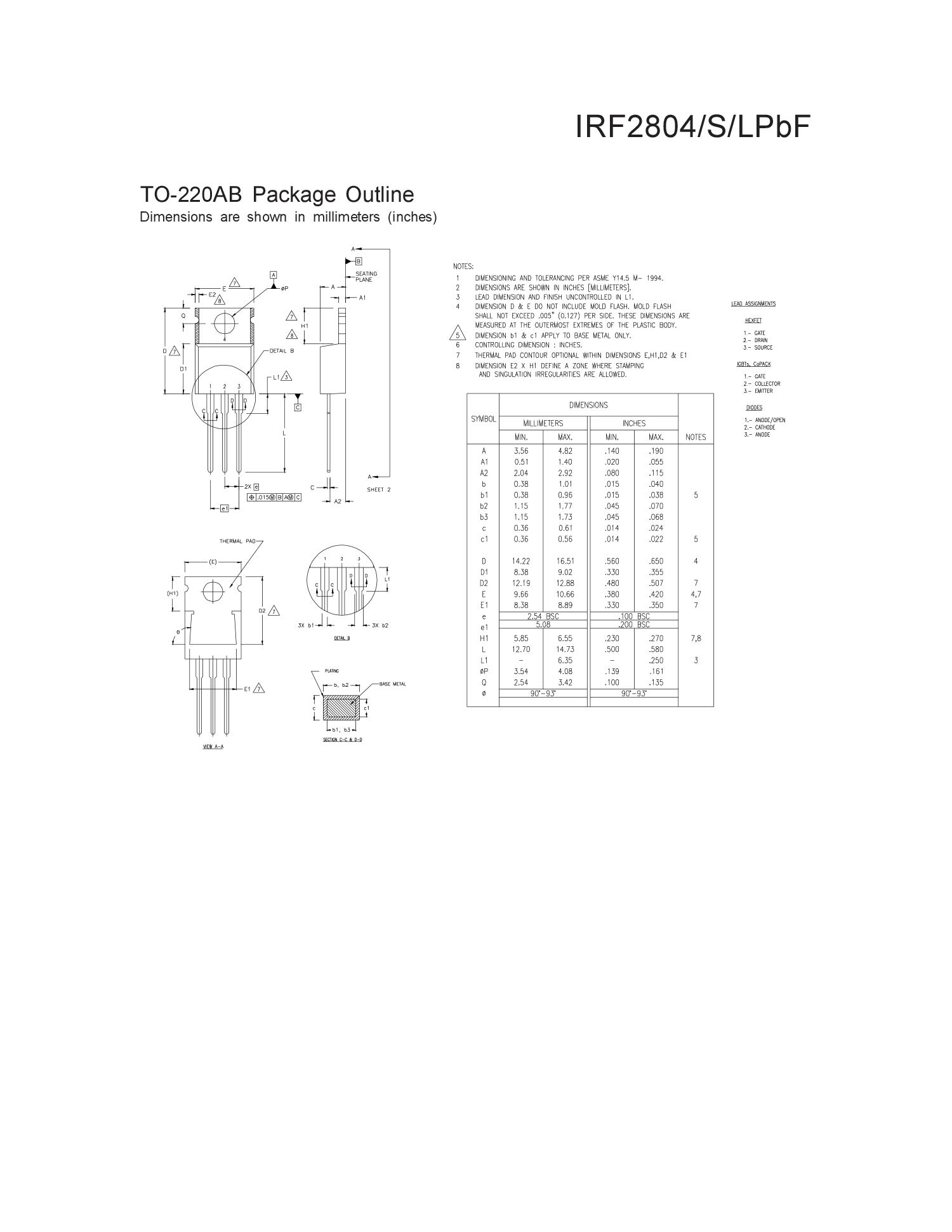 Snapklik.com : Chanzon IRF2804 TO-220AB NMOS MOS N-Channel Power MOSFET ...