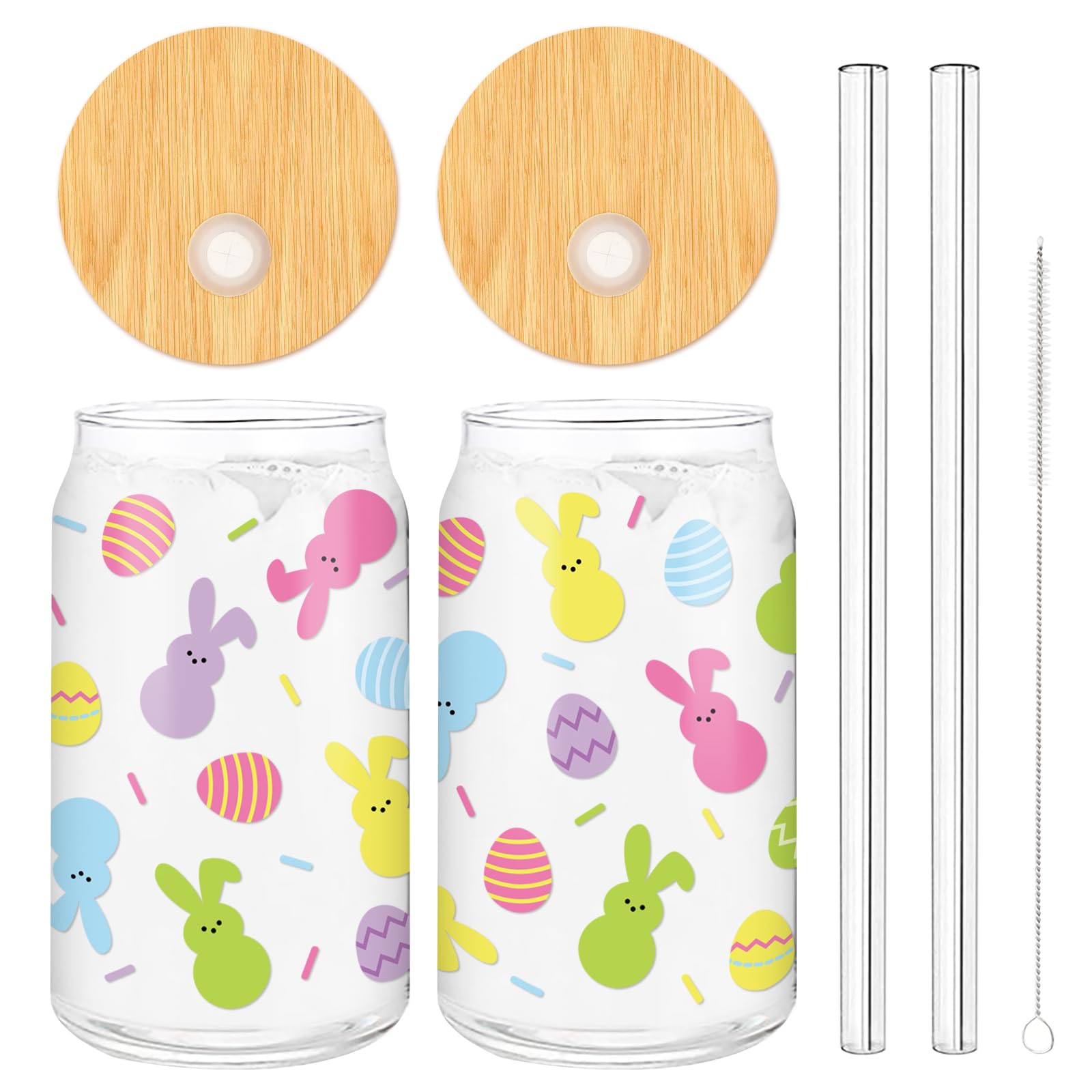 Amazon.com | Whaline 2Pcs Easter Drinking Glasses Easter Egg Bunny ...