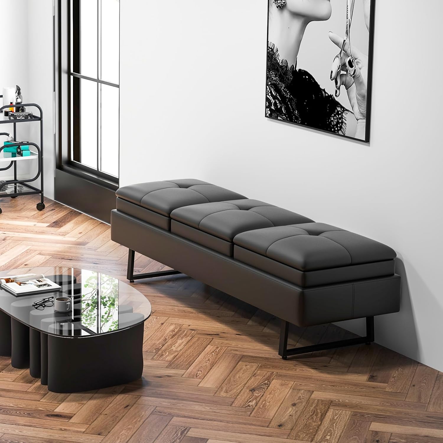 Amazon.com: MOTION Leather Bench Waiting Room Chairs - 3 Seat Office ...