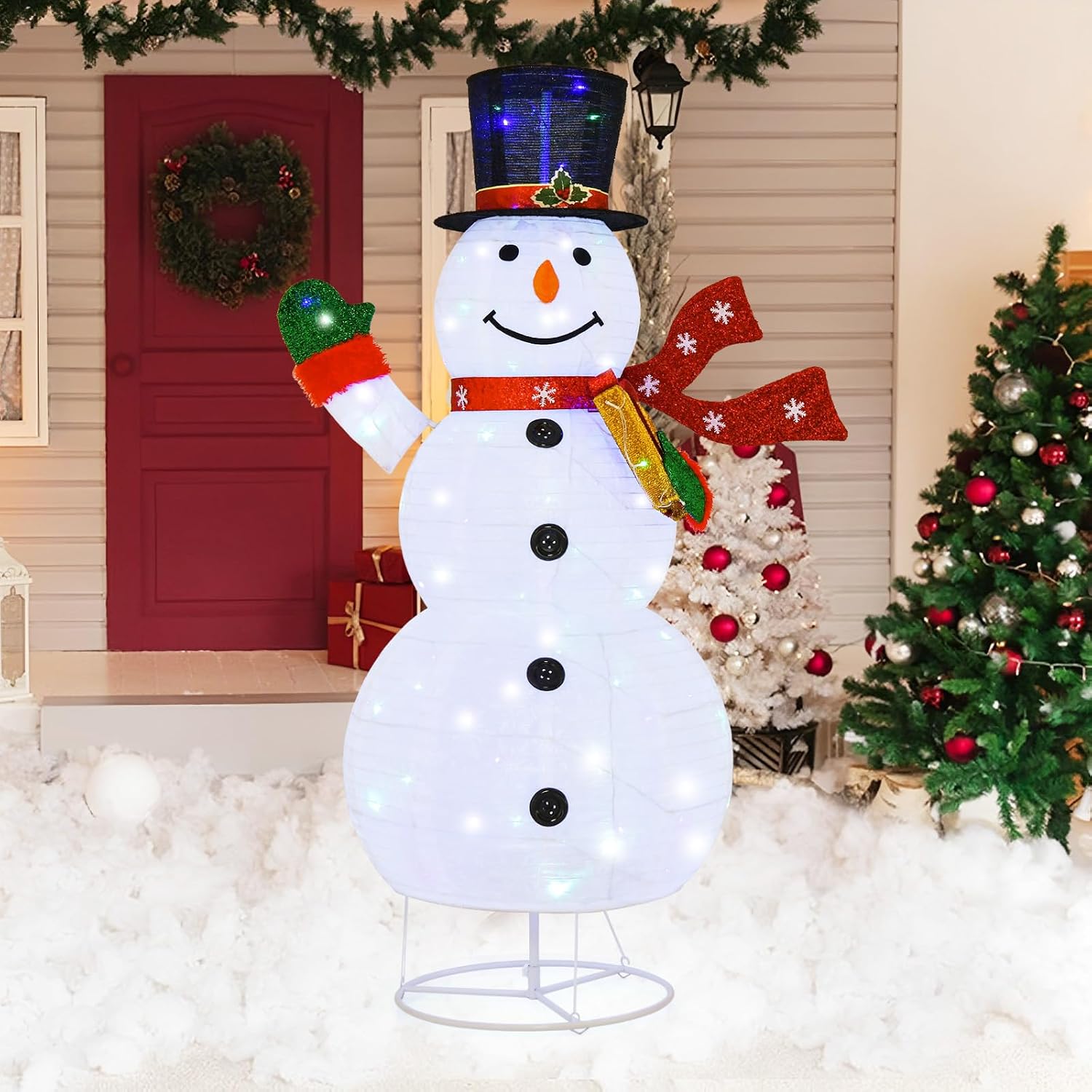 Amazon.com: GOFLAME 6FT Lighted Christmas Snowman, Christmas Pre-lit ...