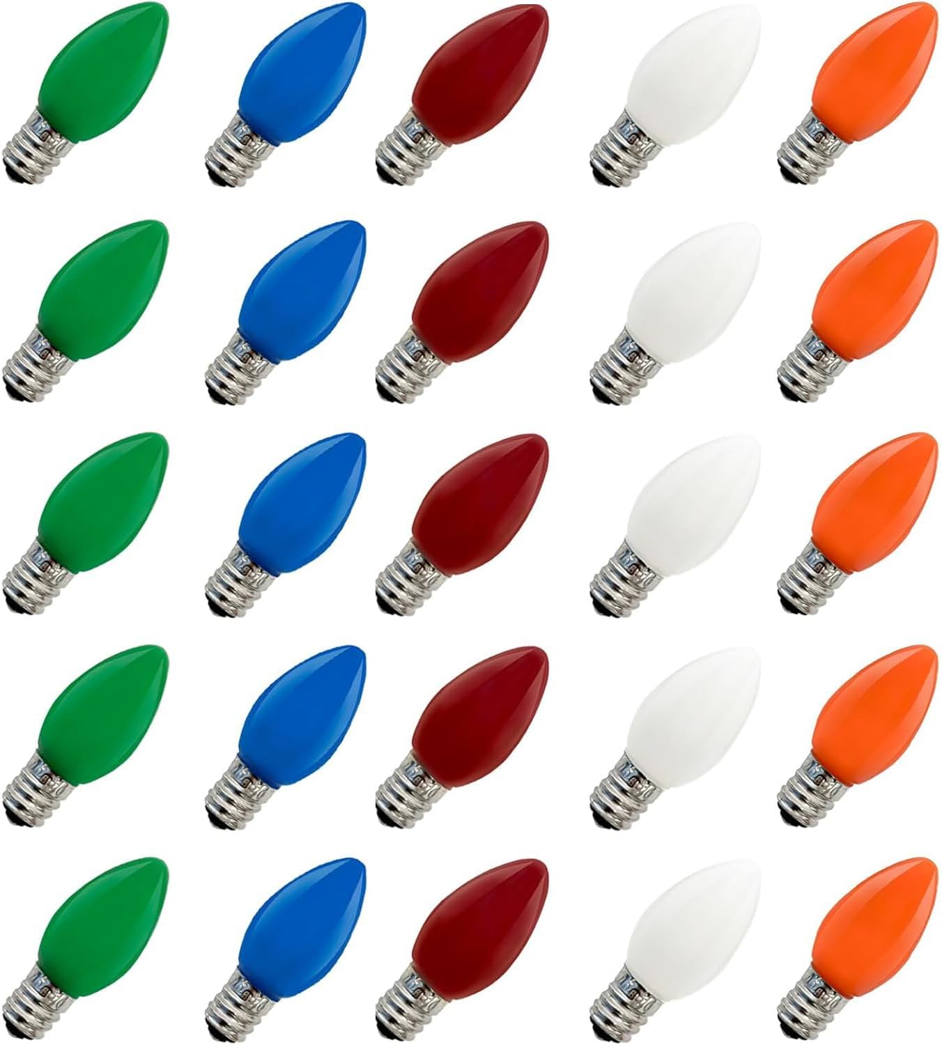 Amazon.com: Abeja 25 Pack C7 LED Multicolor Replacement Light Bulbs, 0 ...