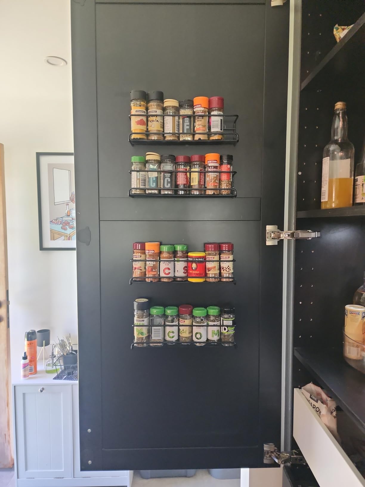 4 Tier Spice Rack Wall Mount, Space Saving Spice Racks Organizer, Screw ...
