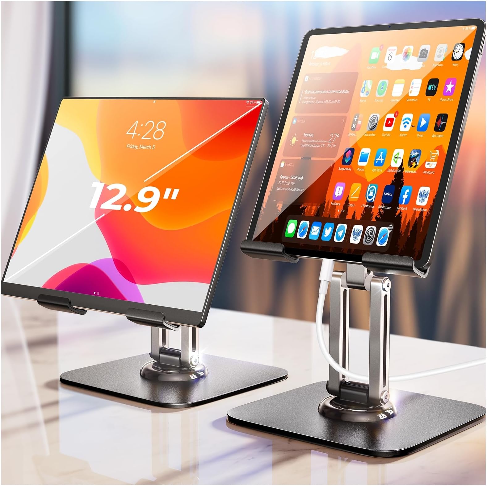 LISEN Fits iPad Stand Holder 360° Adjustable Foldable iPad Holder ...