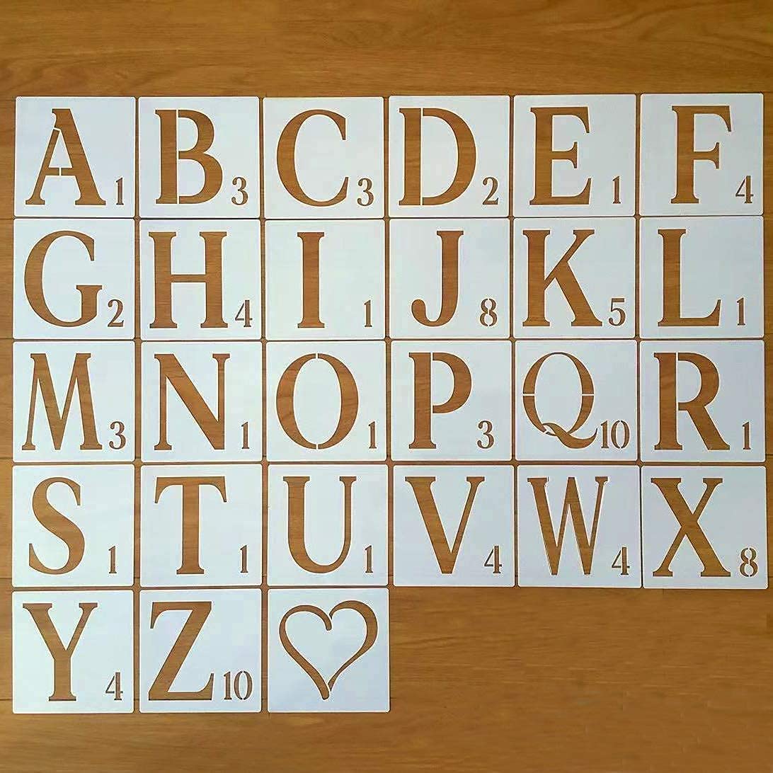 Letter Stencils for Painting On Wood 6 Inch,27pcs Alphabet Number ...