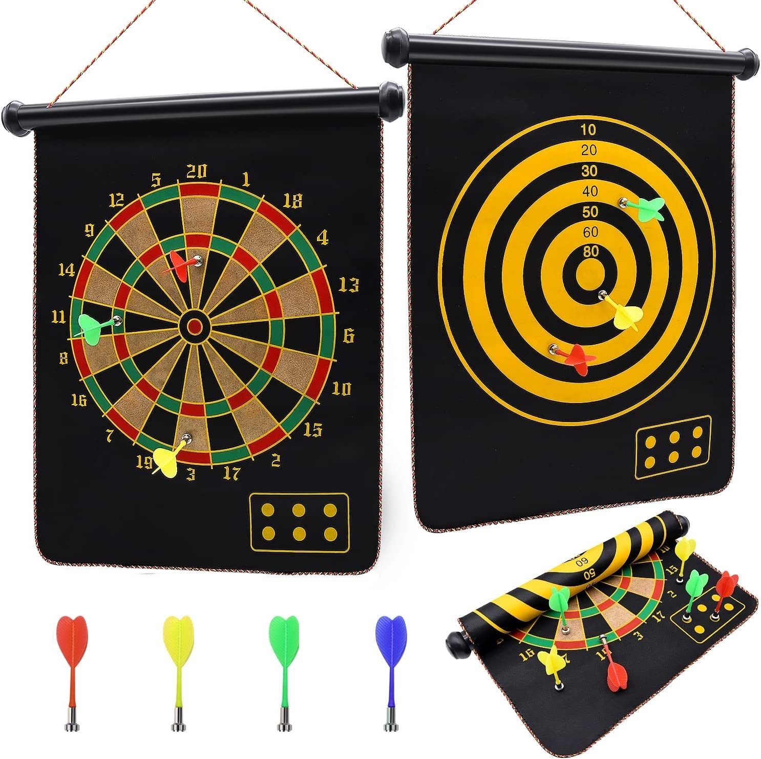 D ETERNAL Magnetic Foldable Dartboard Board Game Set - Bullseye Doubale ...