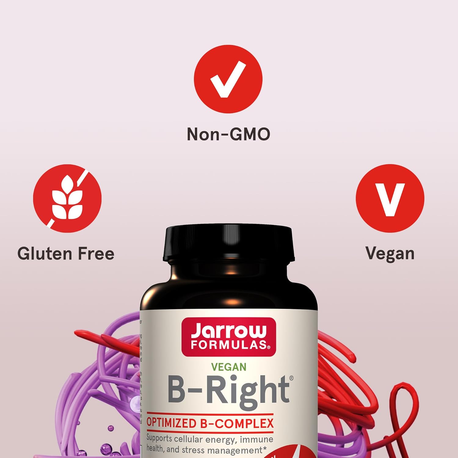 Jarrow Formulas B-Right 최적화된 B-복합체, 세포 에너지를 위한 영양 보충제, 면역 건강 및 스트레스 관리 ...