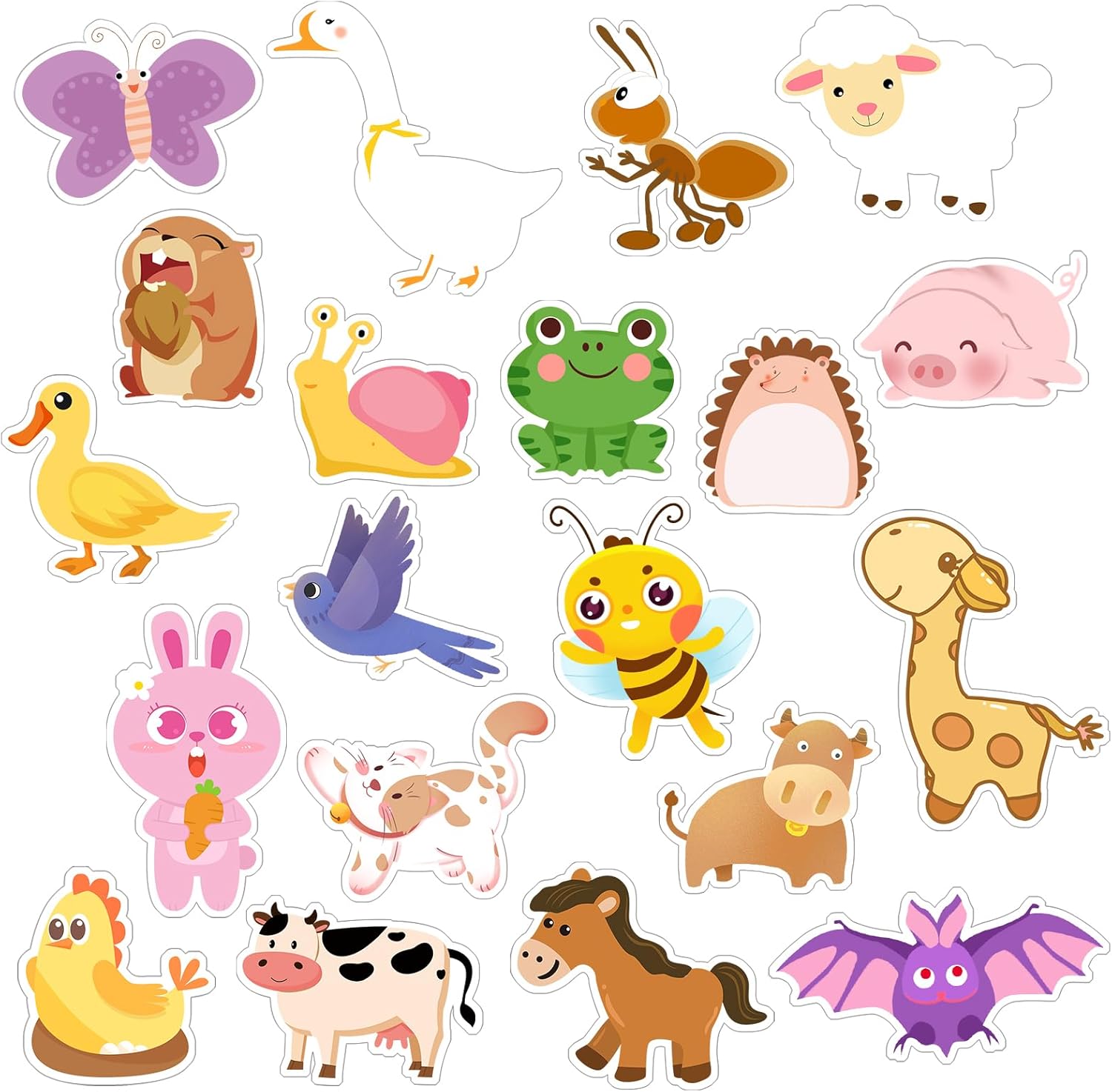 Hianjoo 20 PCS Farm Animals Window Stickers Gel Clings, Farm Animals ...