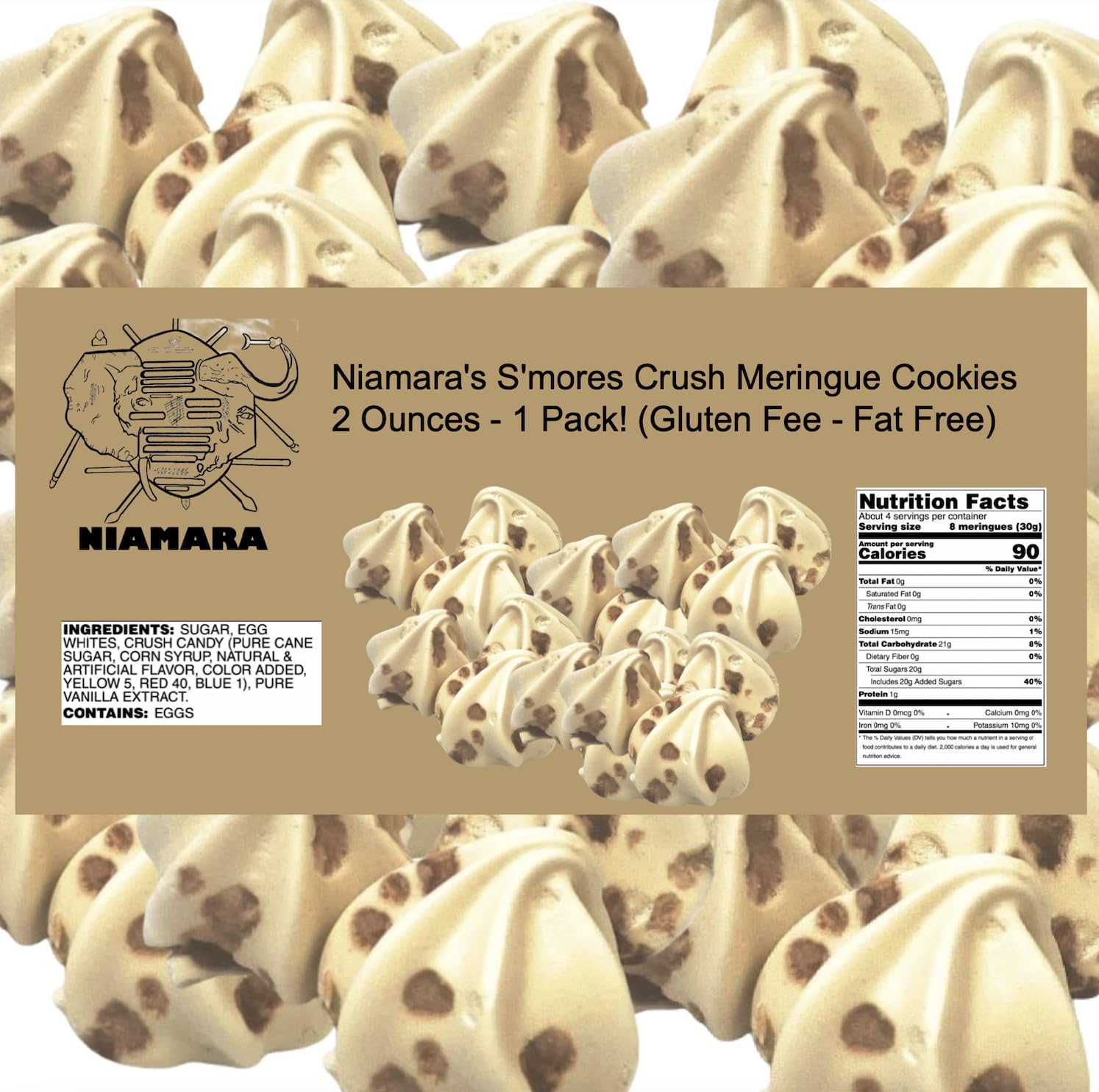 Amazon.com: Niamara's S'mores Crush Meringue Cookies, 2 Ounce - S'mores-Inspired Meringue ...