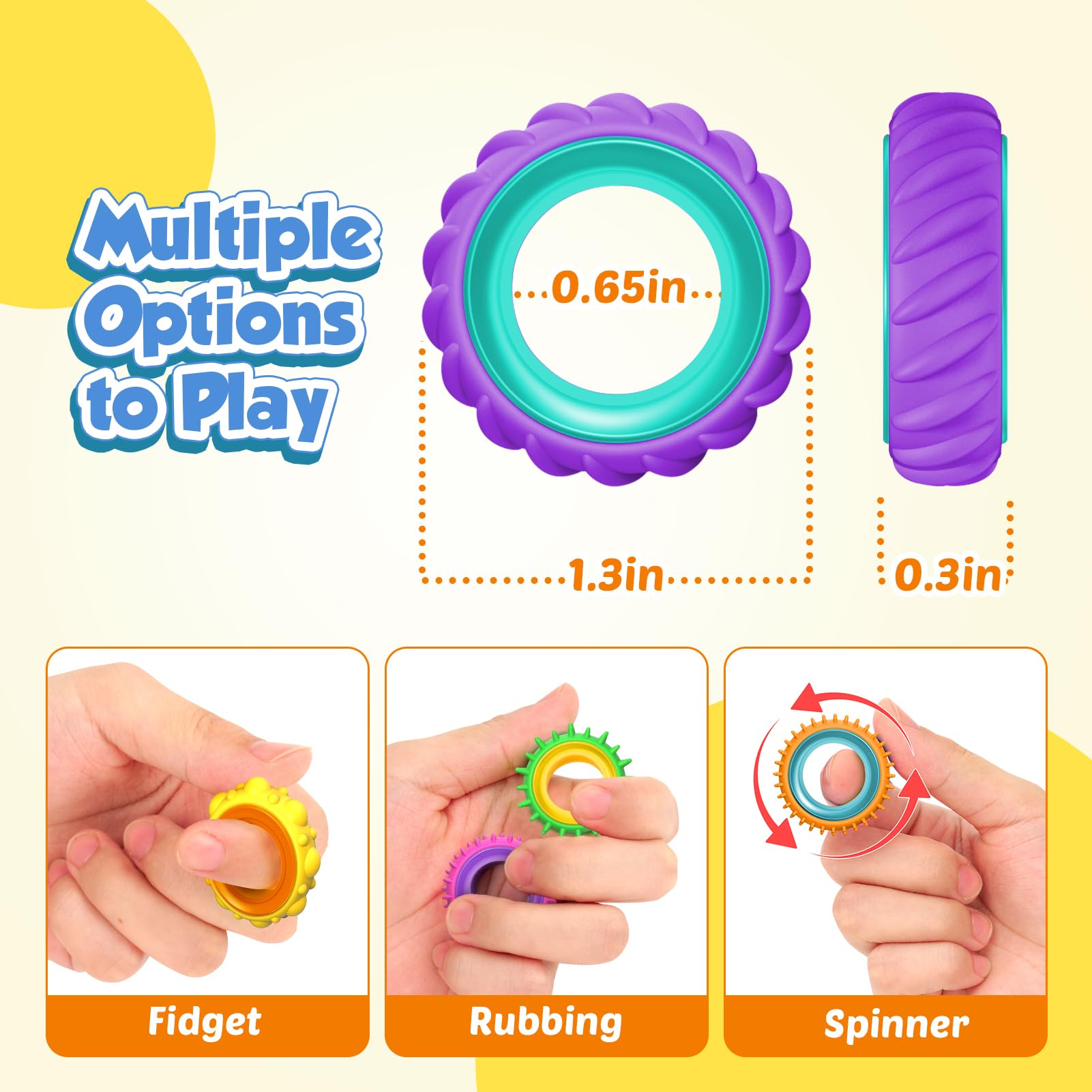 Snapklik.com : Fidget Toys Party Favors For Kids: 50 Pack Spinner Rings ...