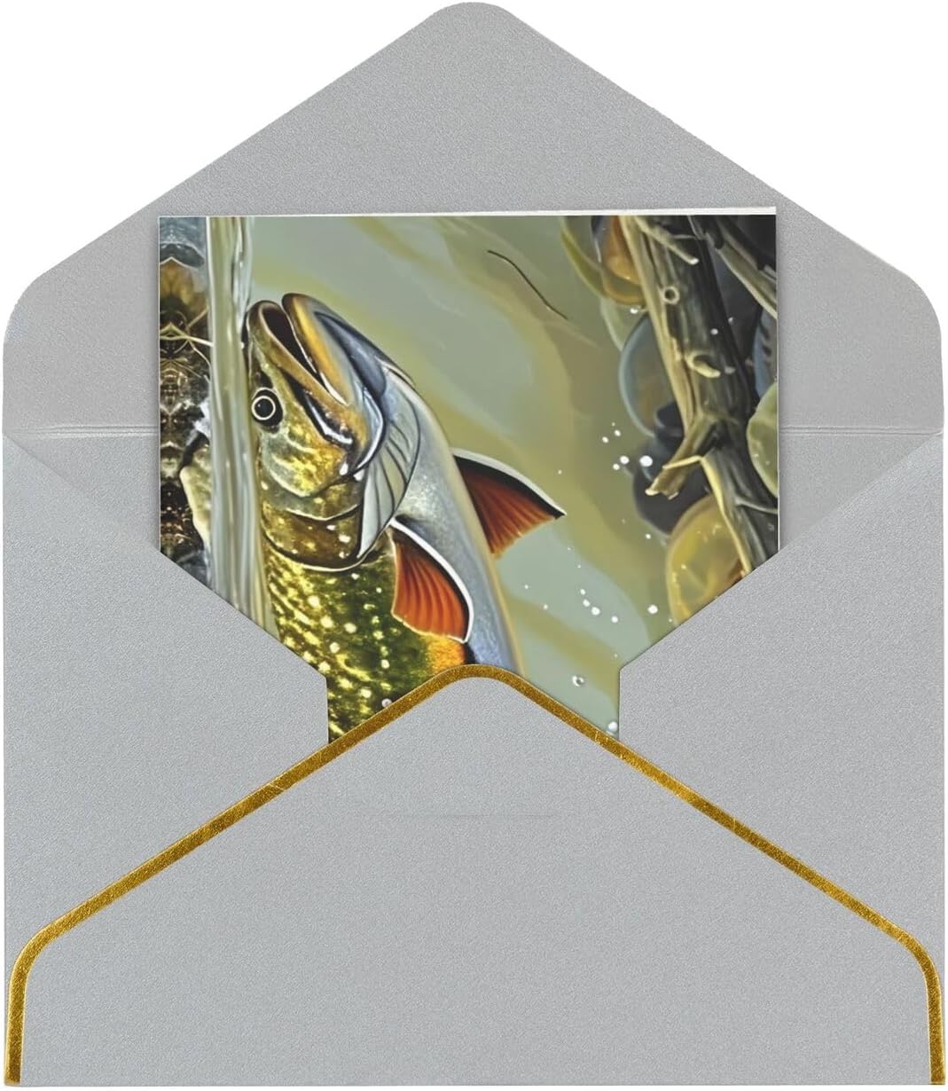 Amazon.com: KIROJA Brook Trout Fishing Print Greeting Cards With ...