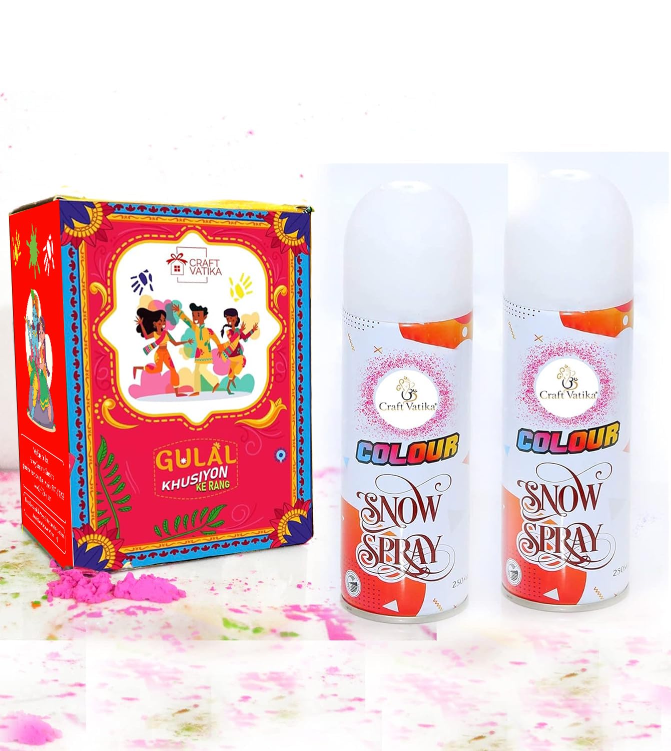Buy CraftVatika Holi Rang with Spray Holi Color Combo, 5 Shades Gulal ...