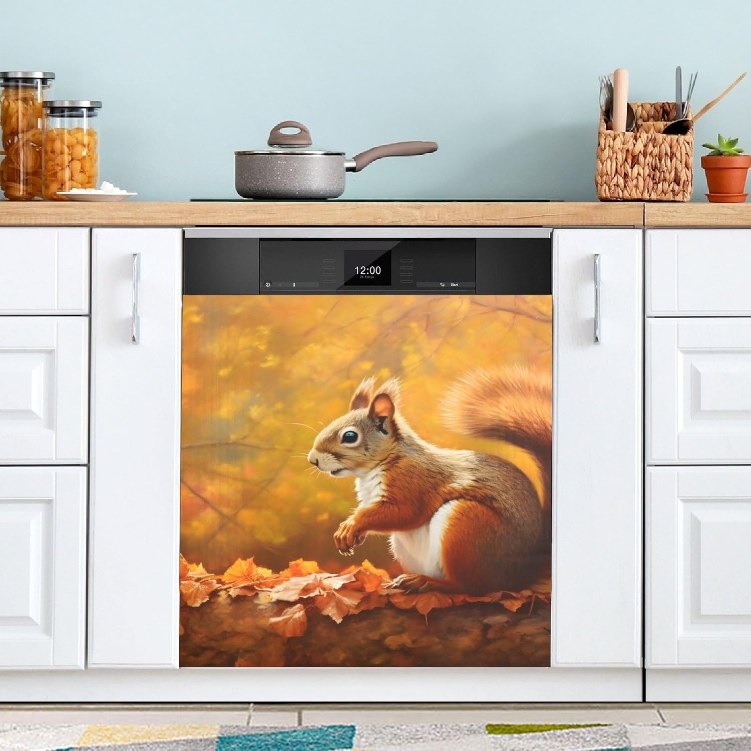 Amazon.com: ZENWAWA Autumn Squirrel Dishwasher Magnetic Cover 23×26 in ...