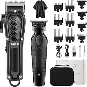 Amazon.com: KEMEI Professional Hair Clippers Set for Men, Cordless Rechargeable Barber Clippers ...