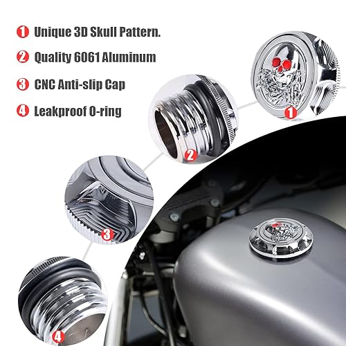 Snapklik.com : Sresk Sportster Gas Cap For Harley, 3D Skeleton CNC ...