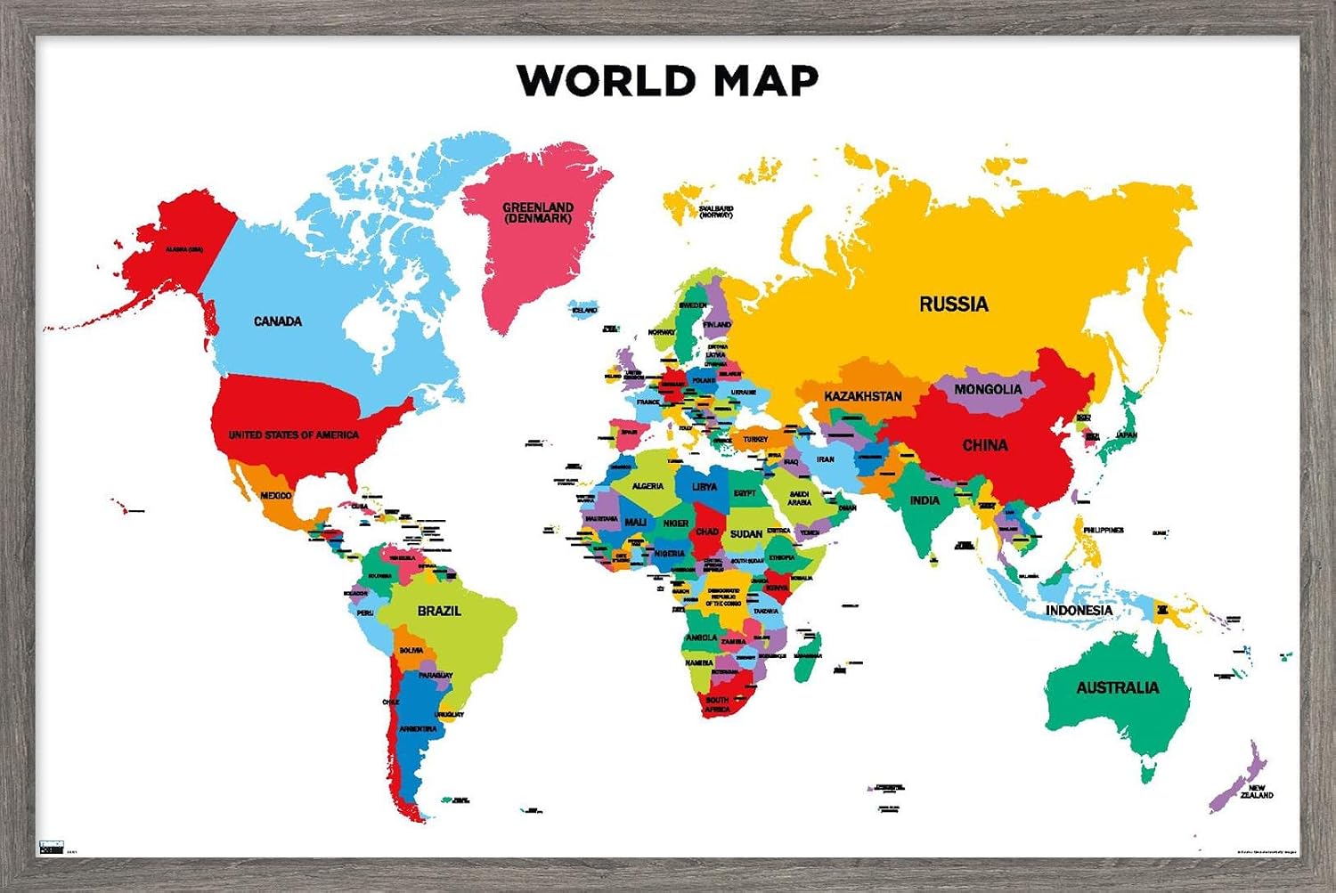 Amazon.com: Trends International Map - World 2022 Wall Poster, 22.375 ...