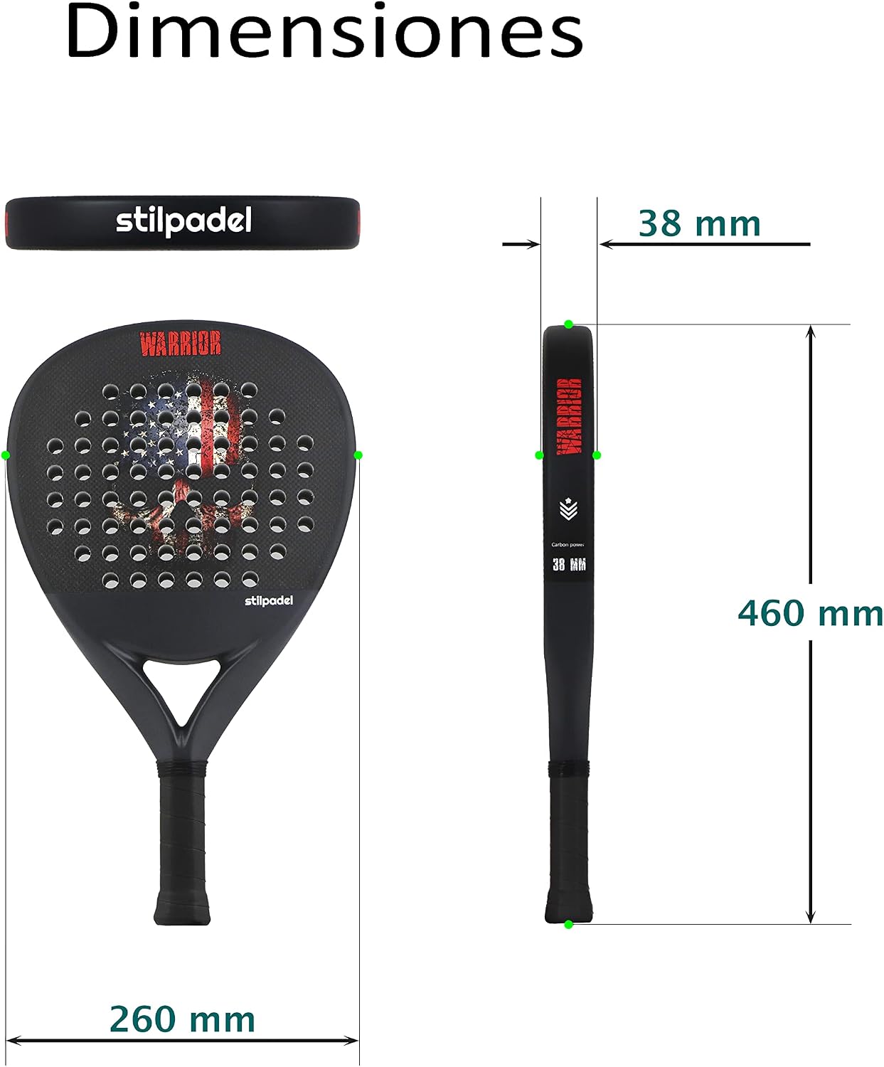 Warrior – Carbon Padel Racquet 3k Diamond Shape with Case – BigaMart