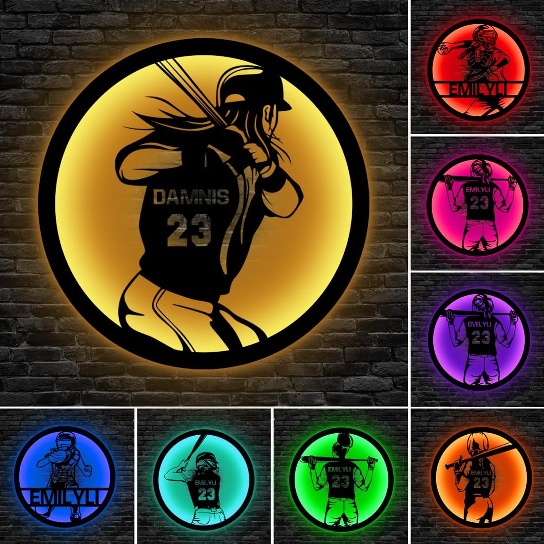 Custom Softball Player Neon Sign, 16 Colors & Flashing Modes with ...