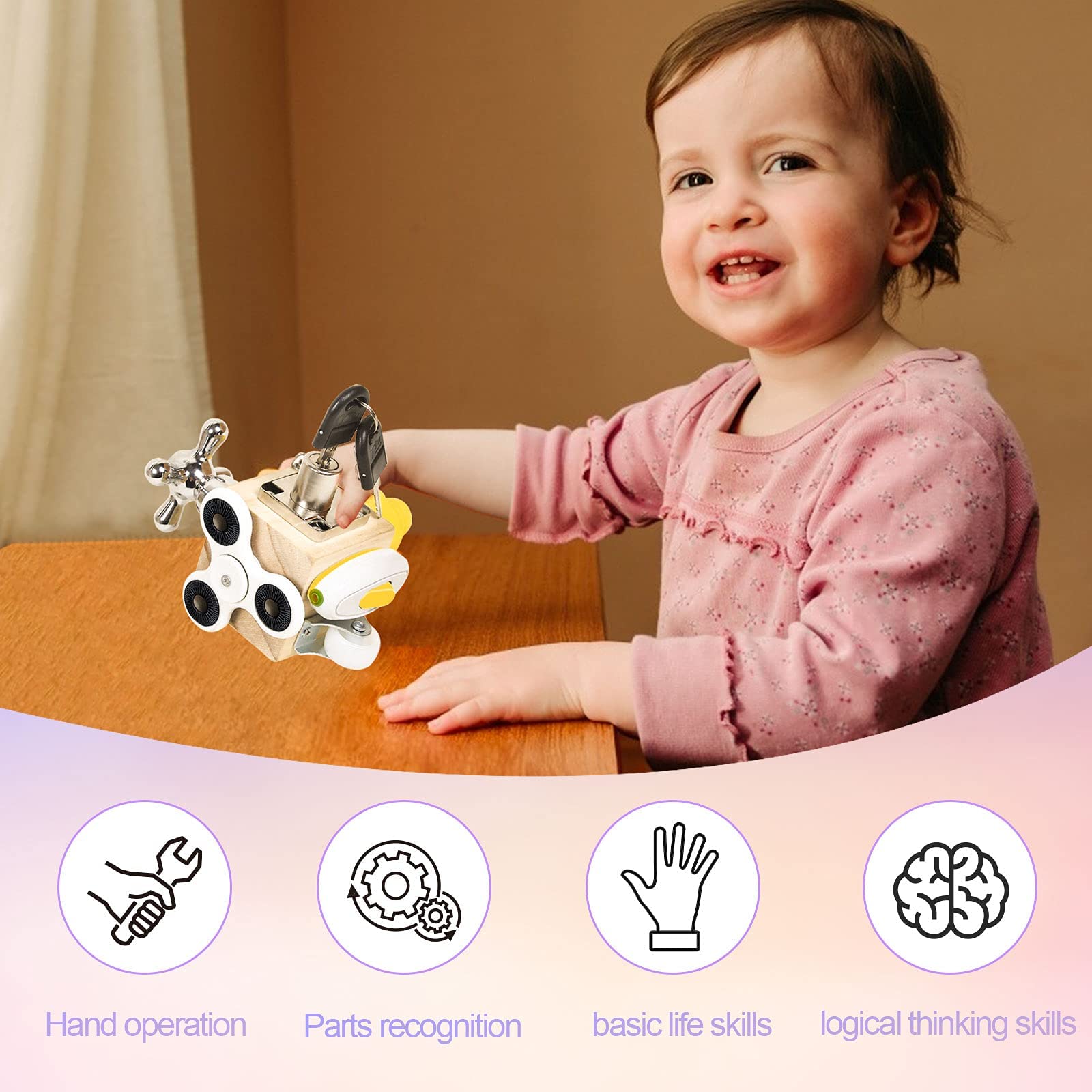 Rapsrk Busy Board Fidget Cube Toy, Busy Cube Travel Toys for Kids Baby ...