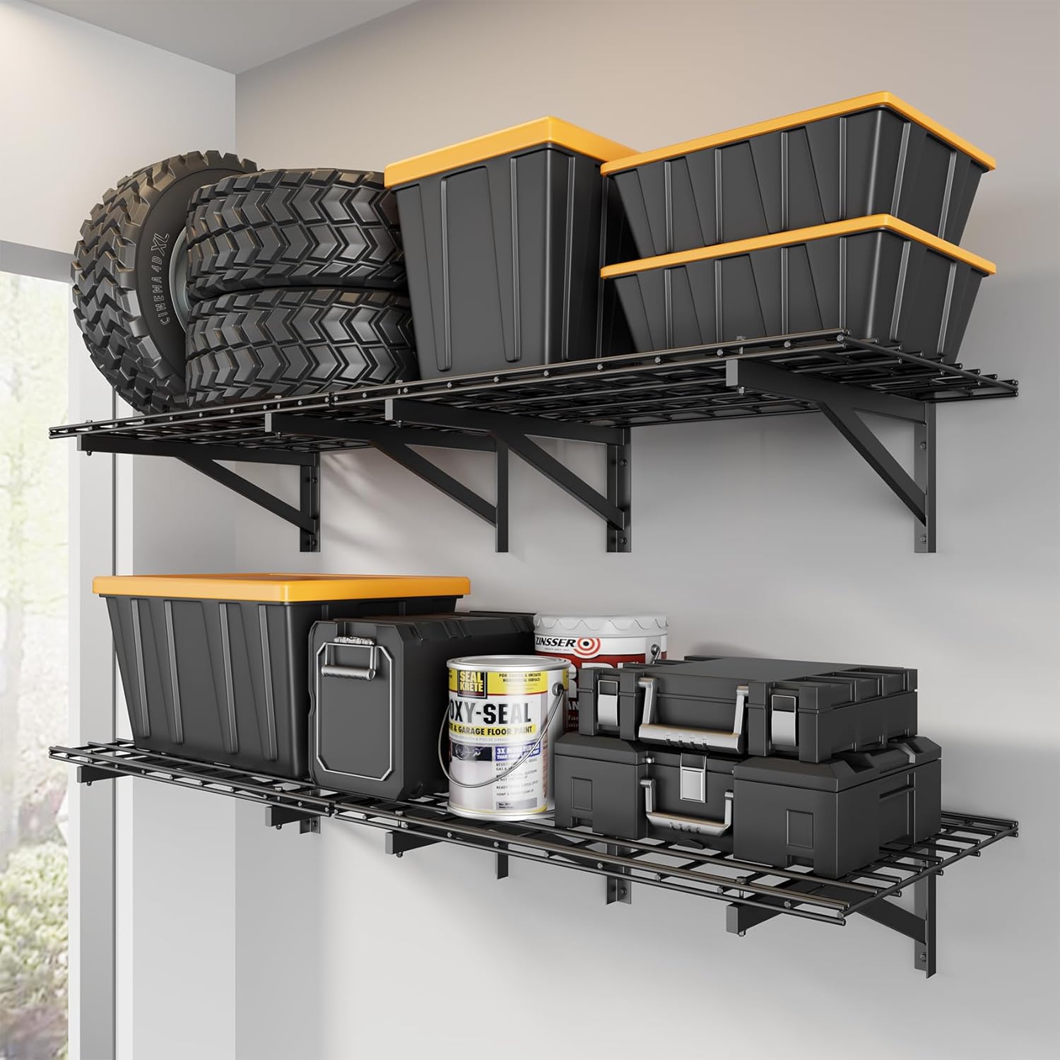 Amazon.com: Jusgym 4 Pack Heavy Duty Garage Wall Shelving Set (2x3ft ...