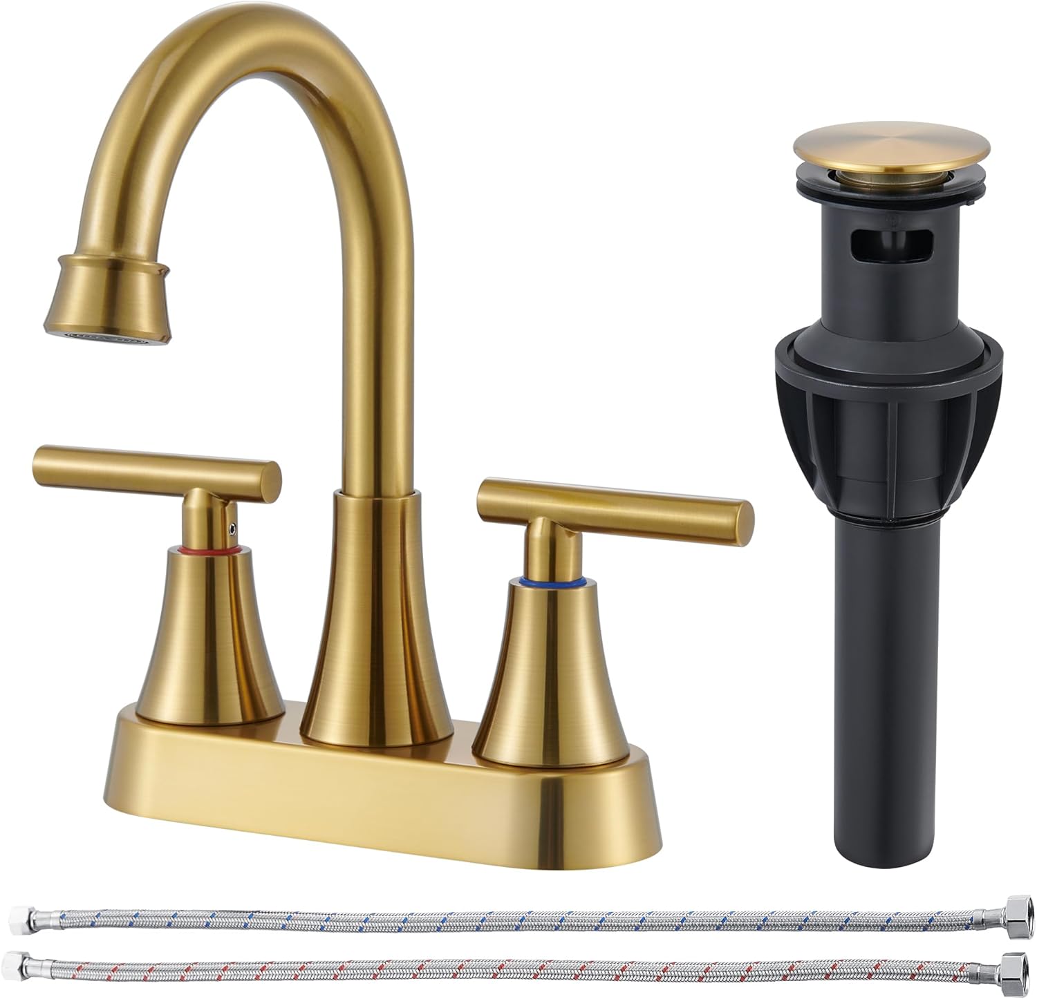 FROPO Brushed Gold Bathroom Sink Faucets - 4Inch Centerset Faucets 2 ...