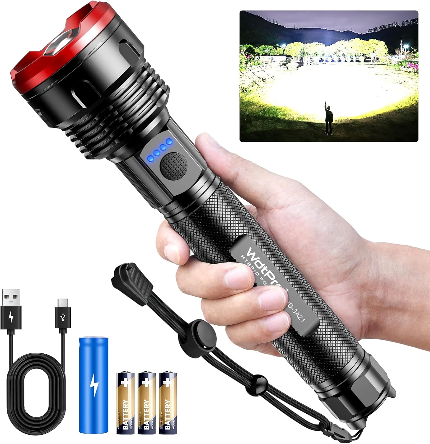 WdtPro Linternas recargables Pro, 500000 lúmenes de alto rendimiento ...