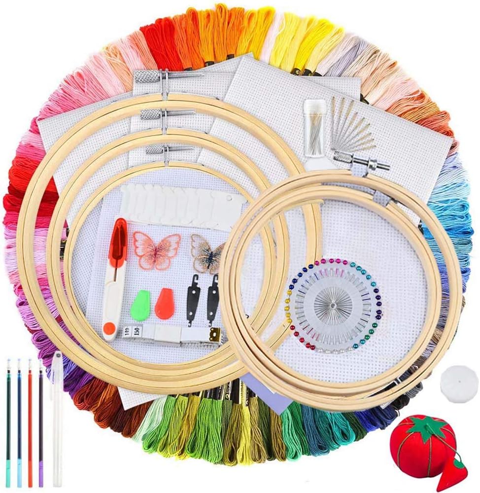 Full Range Embroidery Starter Set Including 5 Pieces Bamboo Embroidery ...