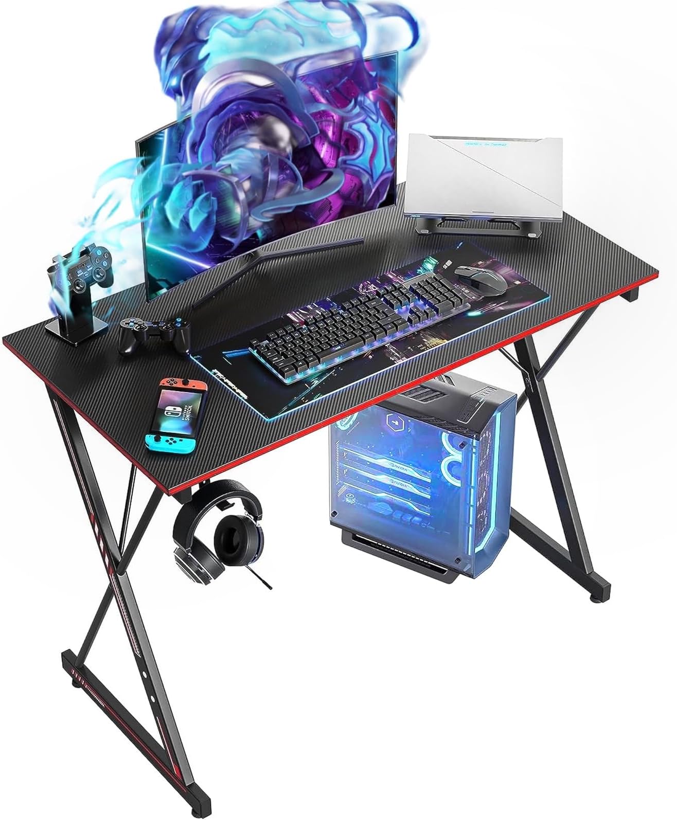Amazon.com: Washranp Computer Desk Gaming Desk,X-Shaped Gaming Table ...