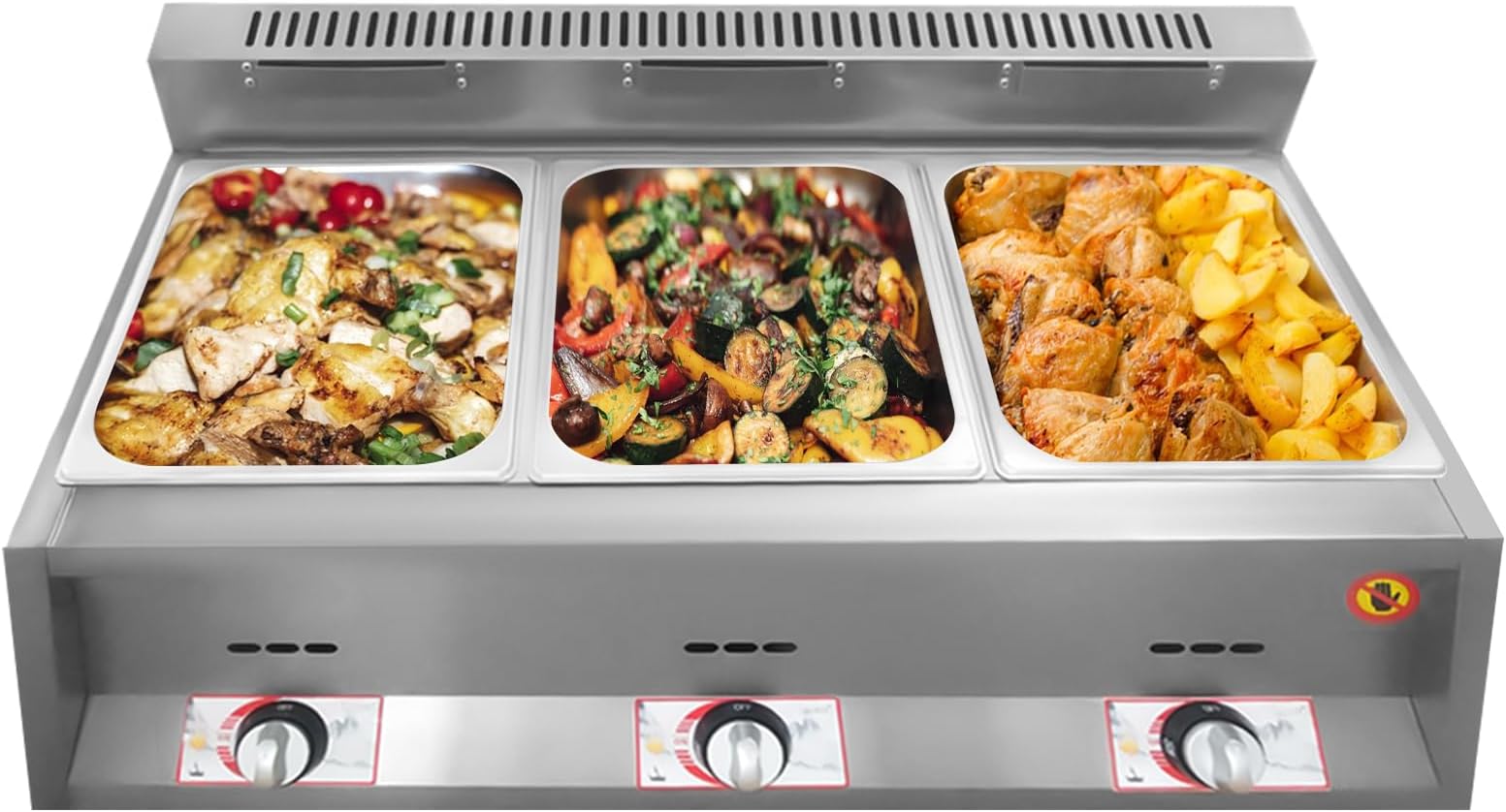 Amazon.com: 3-Pan Commercial Food Warmer, 3 x 6L Propane/NG Gas Fryer ...