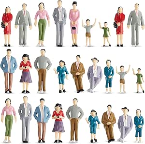 28 Pcs People Figurines 1:25 Scale Mini Model Trains Architectural ...