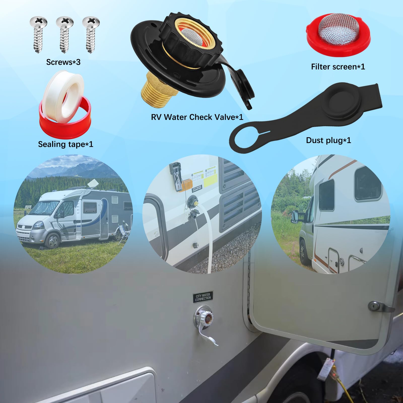Snapklik.com : RV City Water Fill Inlet Flange Check Valve Water Hookup ...