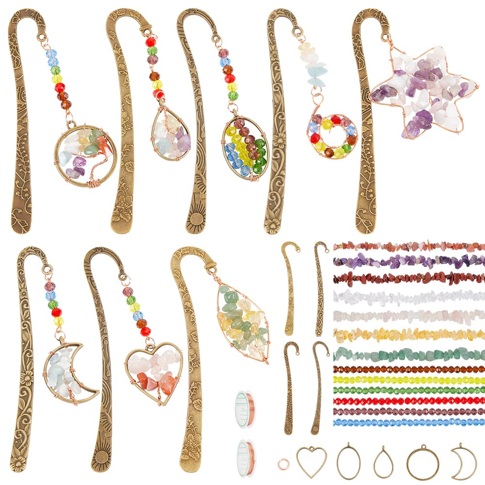 Amazon.com: INFUNLY 7 Chakra Metal Bookmarks 8 Set DIY Crystal Bookmark ...