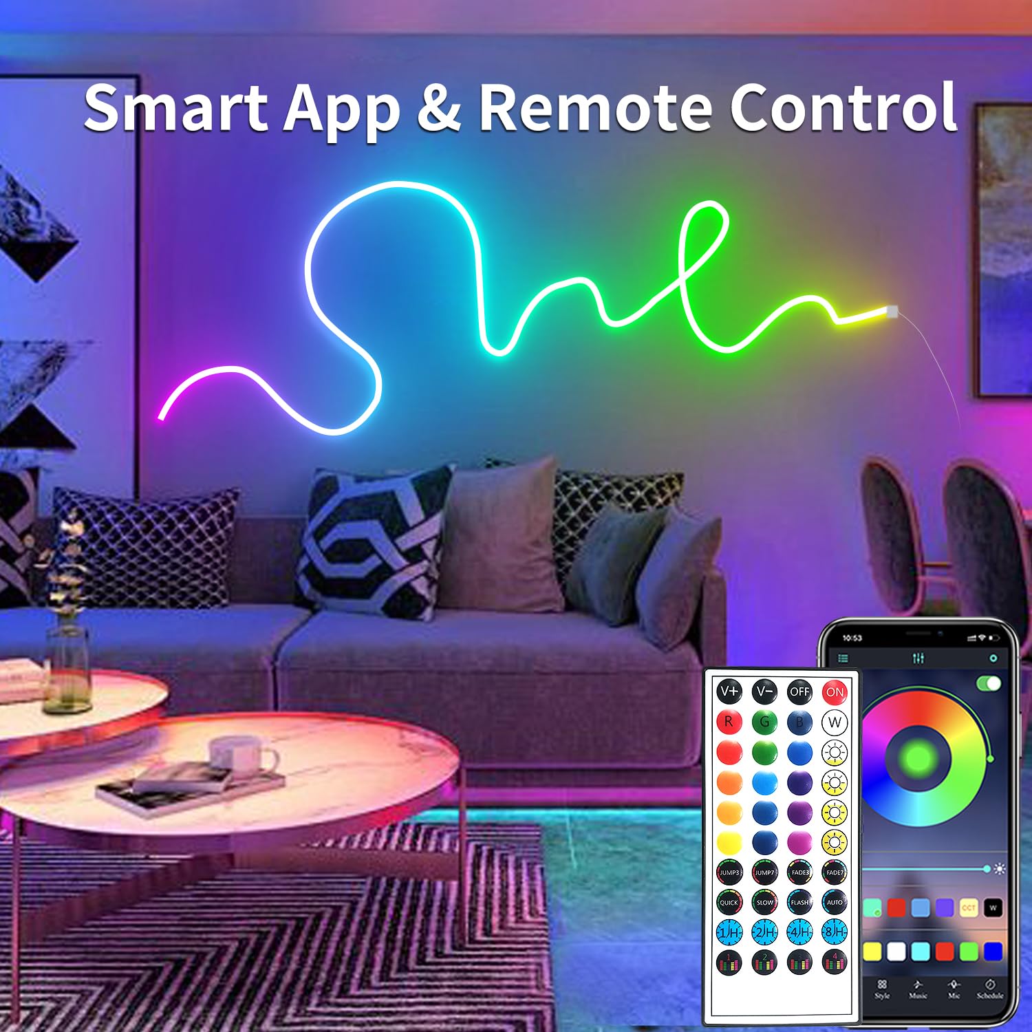 Snapklik.com : Vimeepro 32.8Ft LED Rope Lights Music Sync 24V IP65 ...