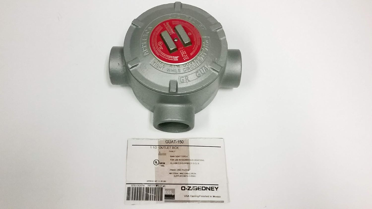 OZ Gedney GUAT-150 Explosionproof Outlet Box, Type T, 1-1/2" Hubs ...