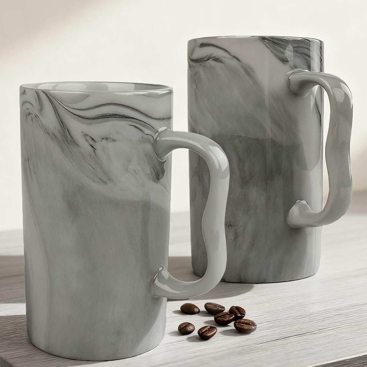 Amazon.com: NBABSR 20 oz Large Marble Coffee Mugs,Tall Tea Cups with ...