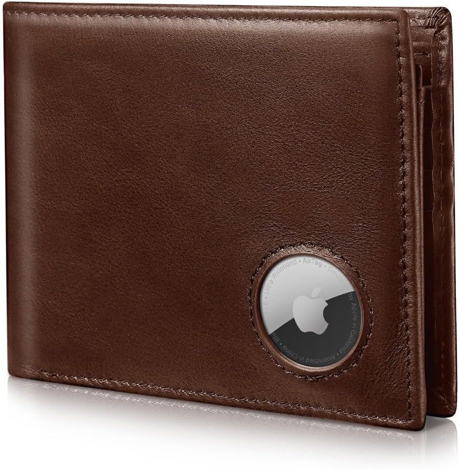 Amazon.com: AirTag Wallet for Men Genuine Leather Bifold Wallet with ...
