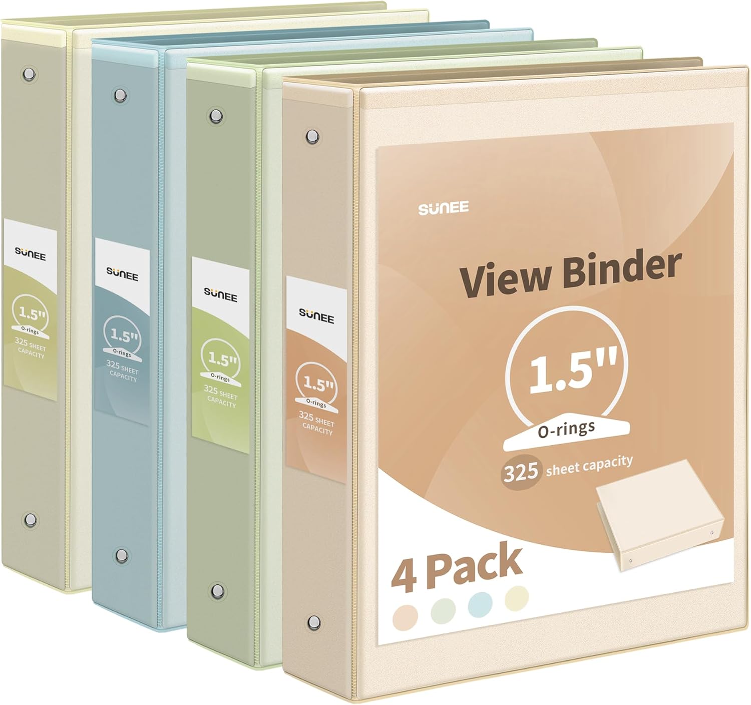 SUNEE 3 Ring Binder 1.5 Inch 4 Pack, Clear 1 1/2 Inch View Binder Three ...