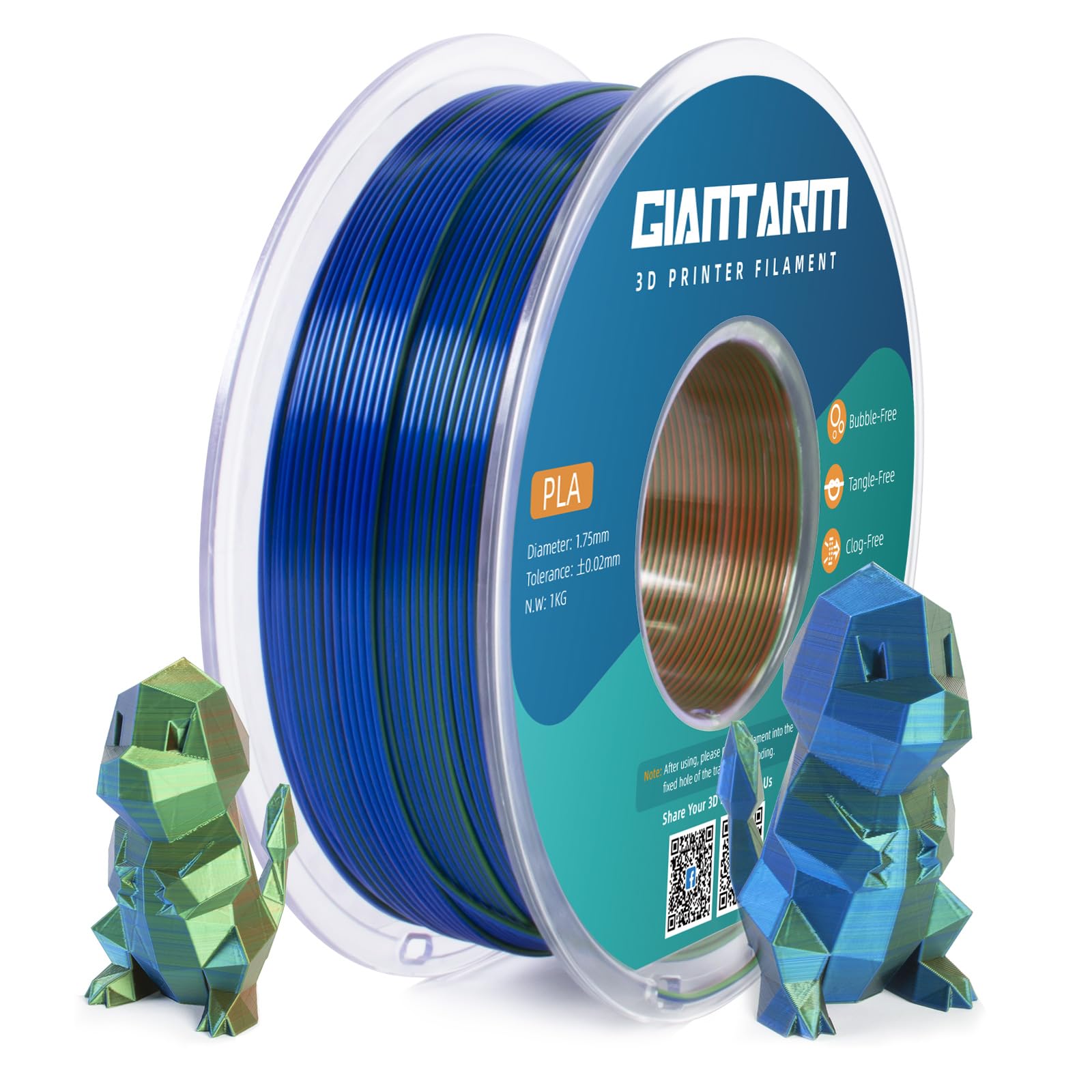 Amazon.com: GIANTARM Tri-Colors Silk Pla Filament, 3D Printer Filament ...