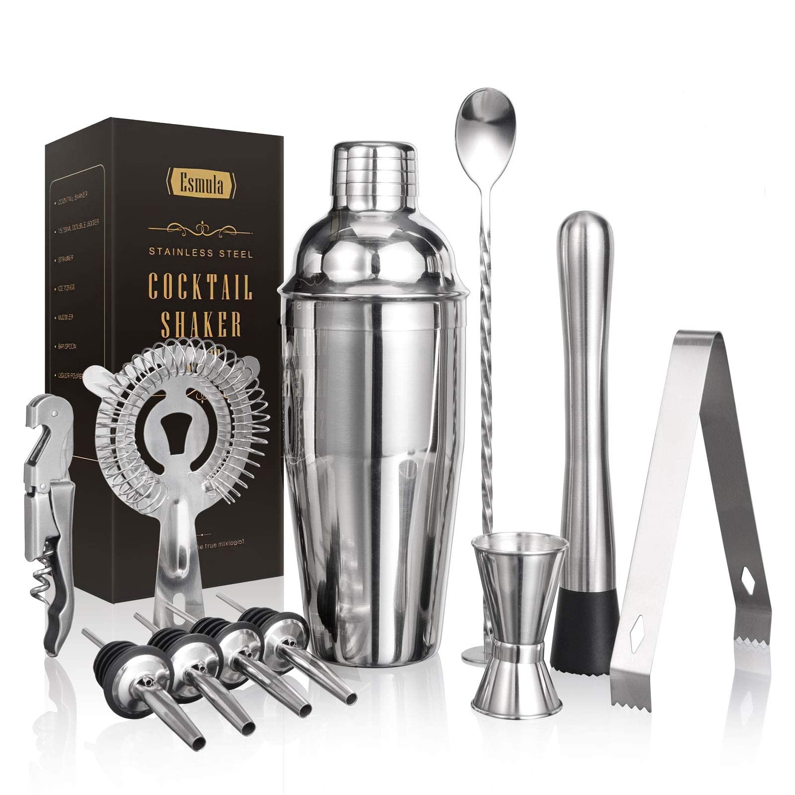 Snapklik.com : Esmula Cocktail Shaker Set 11 Piece,Stainless Steel ...