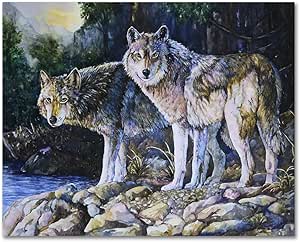Amazon.com: Rebotipy Wolf Paint by Numbers Kit, 16X20 Inch Canvas ...