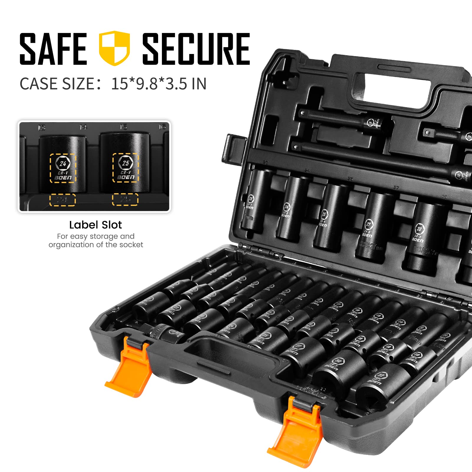 Snapklik.com : BOEN 1/2" Drive Impact Socket Set, 45 Piece Deep ...