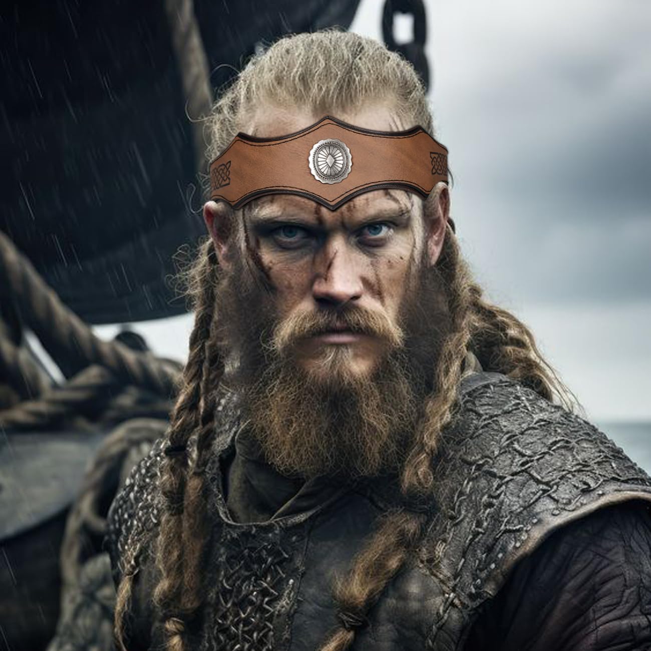 L'VOW Viking Leather Headband Adjustable Medieval Headpiece LARP ...