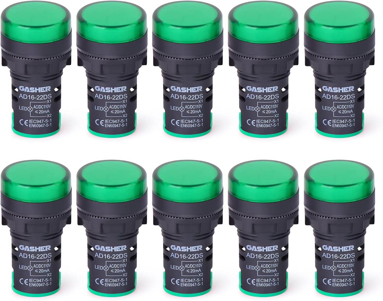 Amazon.com: Green LED Pilot Light Panel Indicator 48V 10pcs ...